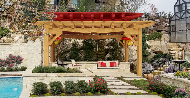 Family Size | Asian Style Timber Frame Pagoda Pergola - Asian - Pools ...