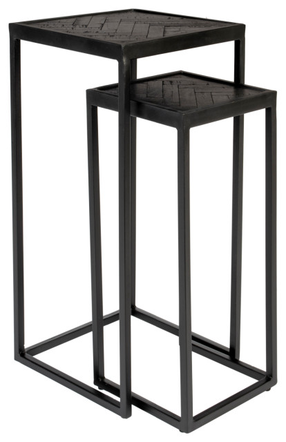 Wooden Chevron Side Tables (2) | DF Parker - Industrial - Coffee Table ...