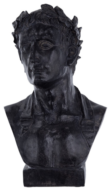 Benzara BM286135 11" Resin Atticus Bust Statue Hand Painted Matte Black ...
