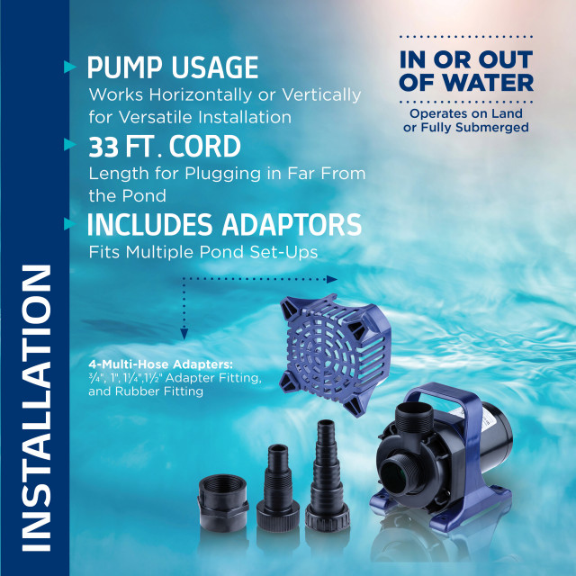 2100 GPH Cyclone Pump for Ponds, Fountains, Waterfalls, and Water ...