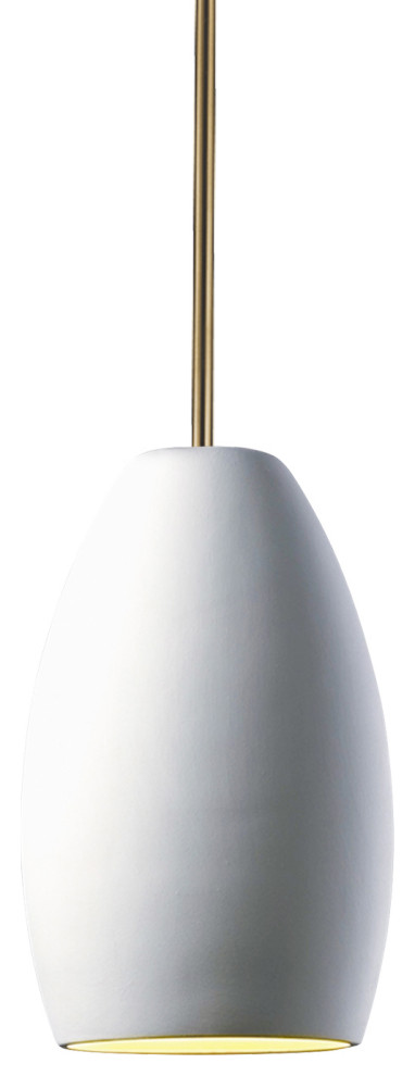 Radiance Curve Pendant, Bisque, Antique Brass, Rigid Stem, LED ...