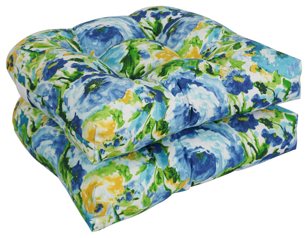 19" U-Shaped Patterned Tufted Dining Chair Cushions, Set of 2, Lesandra ...