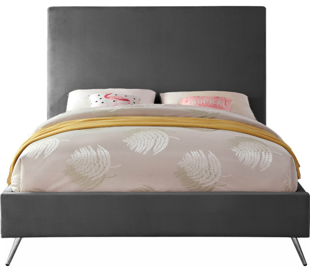 Jasmine Velvet Bed, Queen - Midcentury - Platform Beds - by Meridian ...