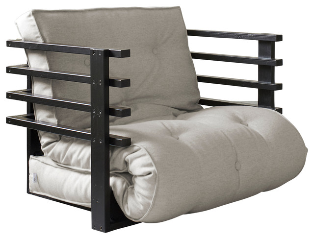Fresh Futon Funk Convertible Futon Chair/Bed, Black Frame, Natural ...