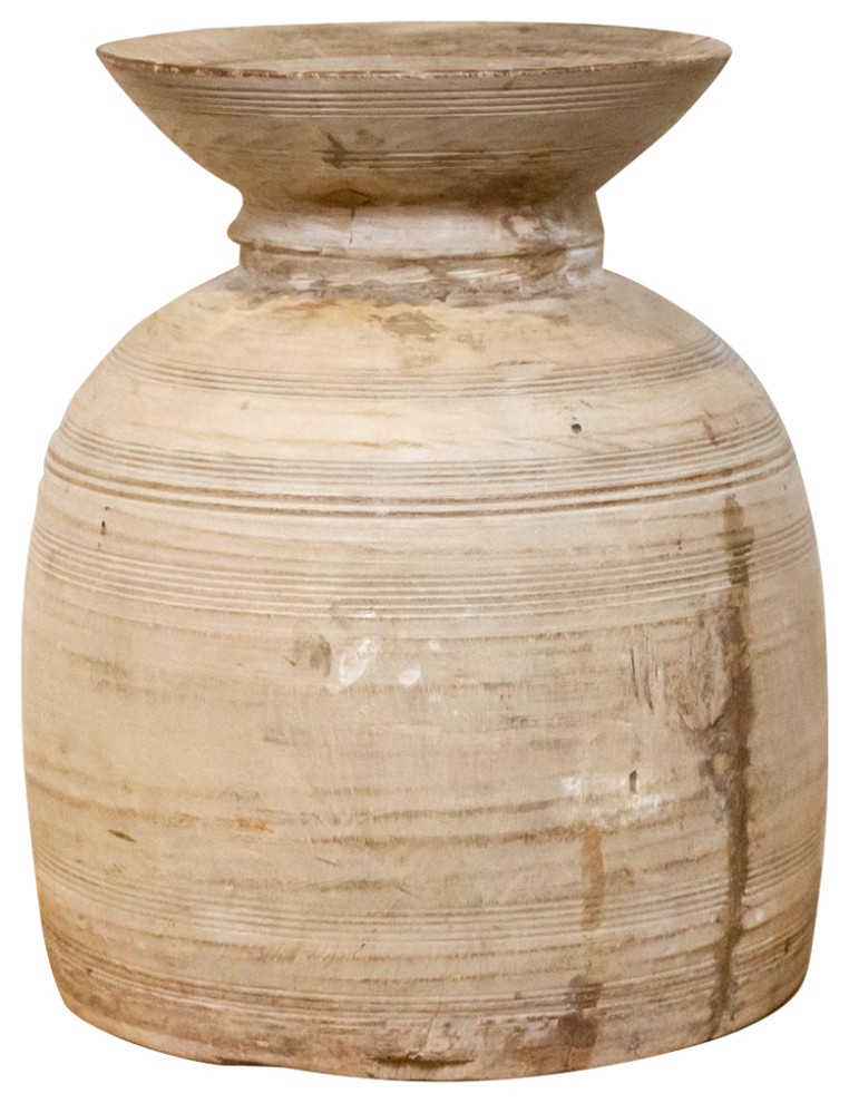 Tall Farmhouse Oxidized Wooden Pot - Farmhouse - Indoor Pots And ...