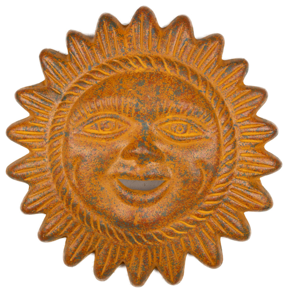 Handmade Cheeky Clay Sun, 13" - Farmhouse - Outdoor Wall Art - by ...