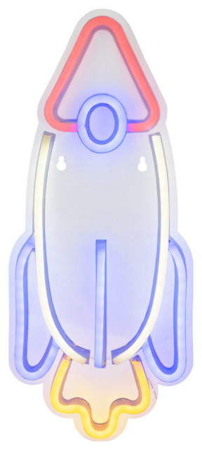 16.25" LED Neon Style Rocketship Wall Sign - Modern - Novelty Lighting ...