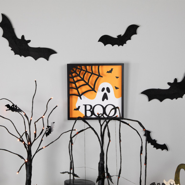 9.75" Framed 3D Boo Halloween Wall Sign - Contemporary - Holiday ...