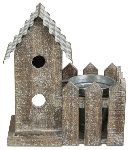 2 Story Bird house With Galvanized pot in yard - Farmhouse - Birdhouses ...
