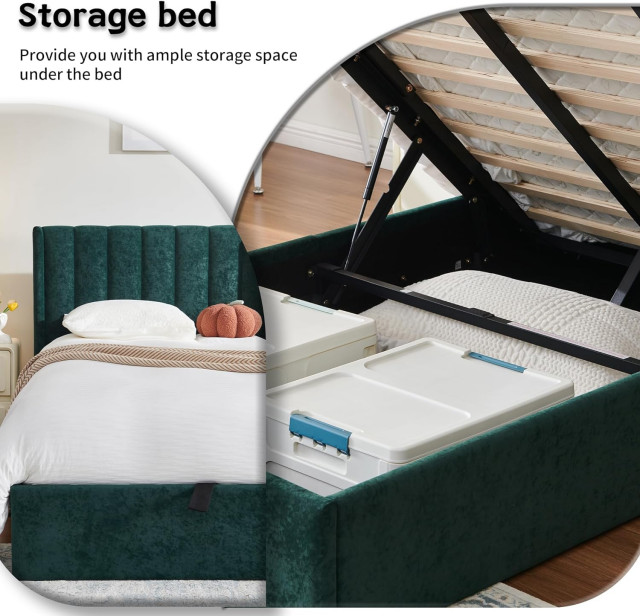 Modern Platform Bed, Hydraulic Lift Design & Large Storage ...