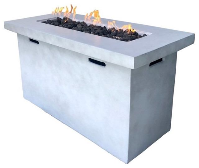 LSI 25'' H x 42'' W Fiber Reinforced Concrete Outdoor Fire Pit Table ...