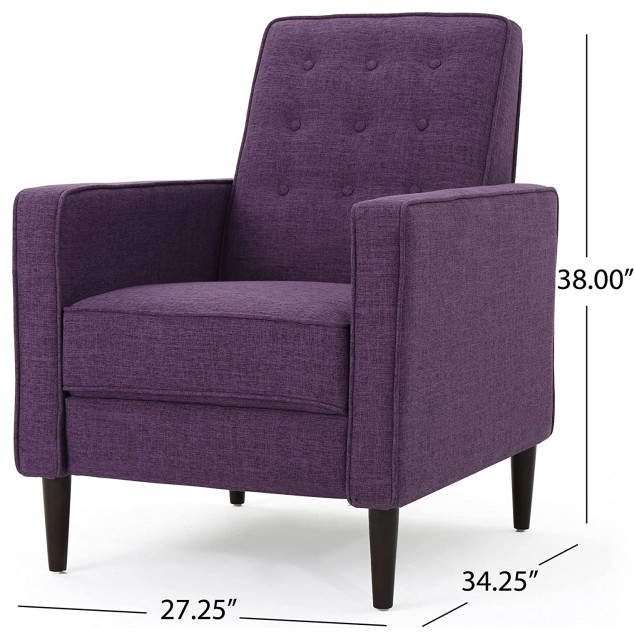 Set of 2 Muted Purple Mid-Century Modern Fabric Recliners, Dark ...