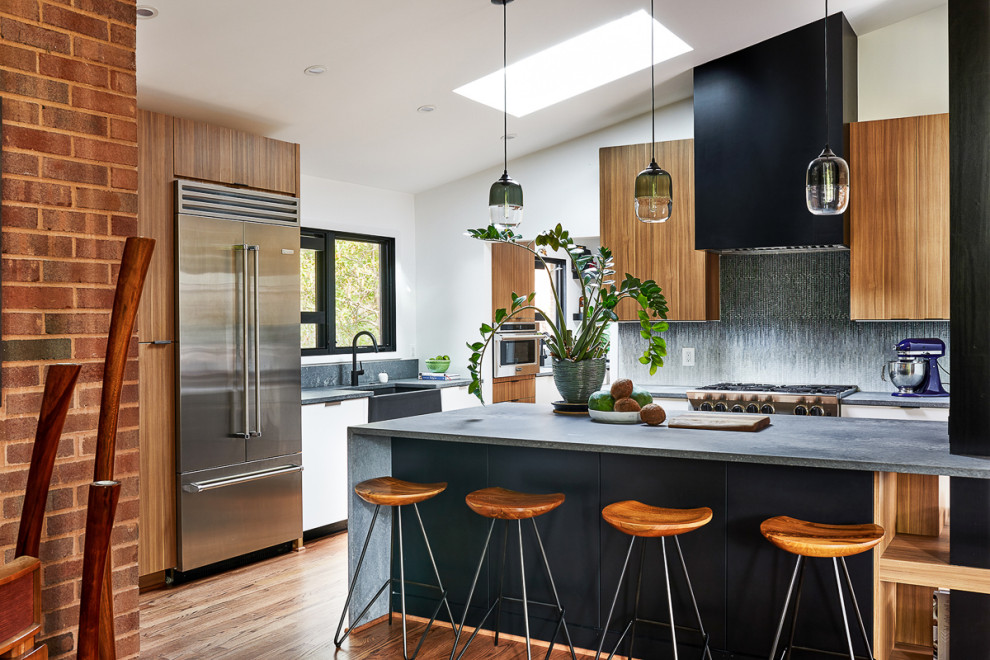 Modern Kitchen with Wooden, White, Black Natural Aesthetic Elements ...