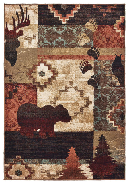 Oriental Weavers Woodlands 9649A Brown Rust Area Rug, 6'7"X9'2 ...