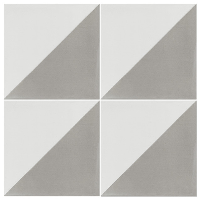 8"x8" Man Overboard Featherstone and White Handcrafted Cement Tiles ...