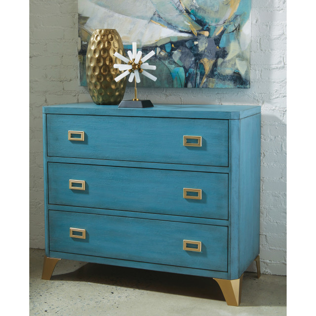 Three Drawer Turquoise Blue Accent Chest - Contemporary - Accent Chests ...