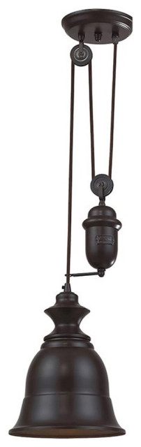 Elk Home Farmhouse 8" 1-Light Metal LED Adjustable Pendant in Oiled ...