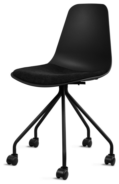 Ergonomic Armless Task Chairs with Wheels Plastic Padded Seat Metal ...
