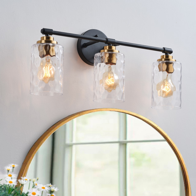 Modern 3-Light Water Ripple Glass Shades Vanity Light for Bathroom ...