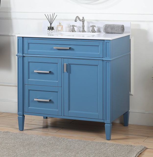 36" Tennant Brand Durand Modern Teal Blue Bathroom Sink Vanity ...