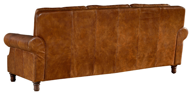 Leather English Rolled Arm Sofa - Traditional - Sofas - by Crafters and ...