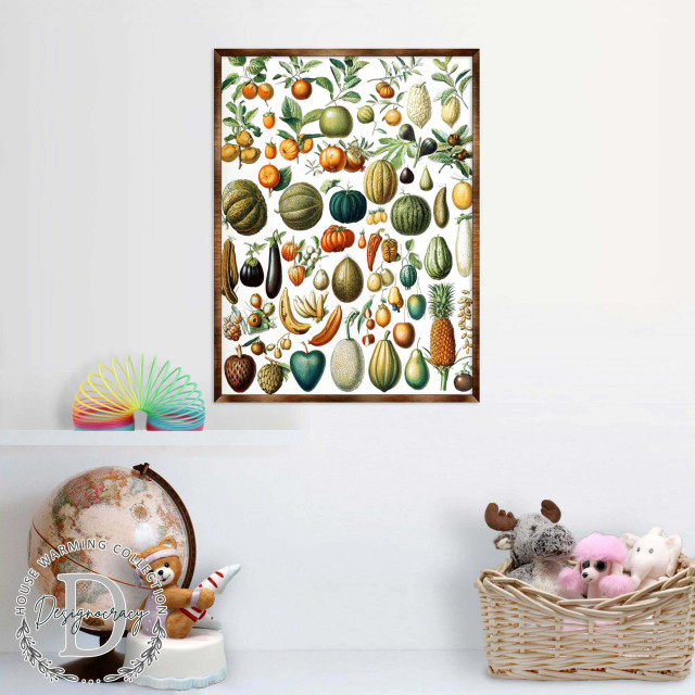 Fruit Montessori Wooden Poster Wooden Kids Room Decor Classroom Decor ...