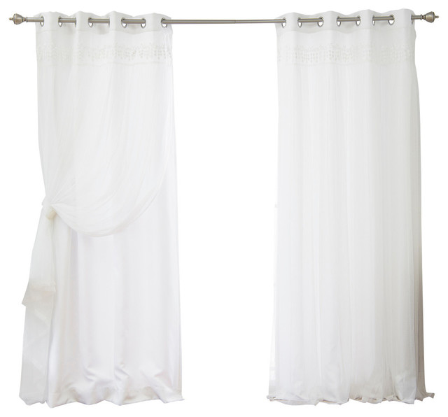 Lace Overlay Curtains, 108" - Traditional - Curtains - by Best Home ...