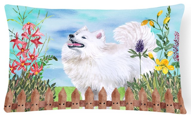 Samoyed Spring Canvas Fabric Decorative Pillow Ck1253Pw1216 ...