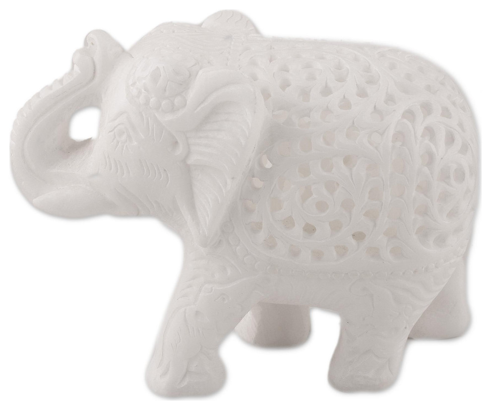Novica Handmade Elephant Interior Alabaster Sculpture - Contemporary ...