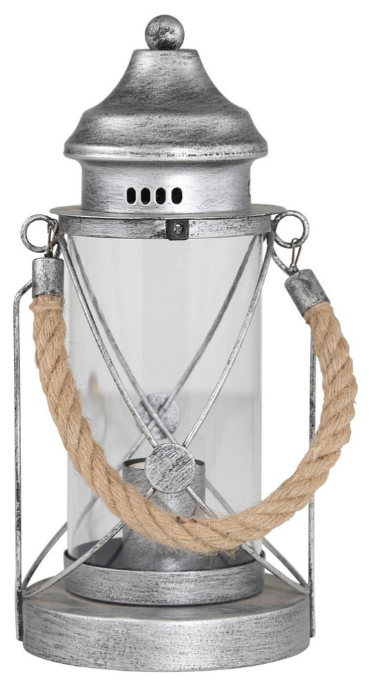 Metal Pewter Lantern Handle, Silver, 13", 13 - Beach Style - Outdoor ...