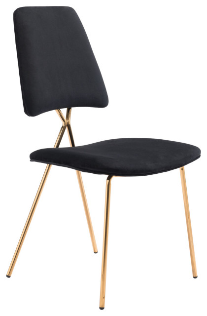 Chloe Dining Chair (Set of 2) Black and Gold - Midcentury - Dining ...
