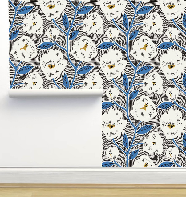 Denise Blue Wallpaper, 24"x72" - Contemporary - Wallpaper - by ...