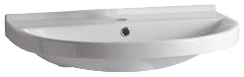 China Series u-shaped wall mount basin w chrome overflow and rear ...