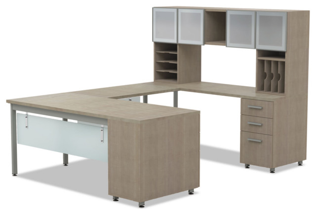 Safco e5 Series Executive U-Workstation, 72" x 96" x 62", Summer Suede ...