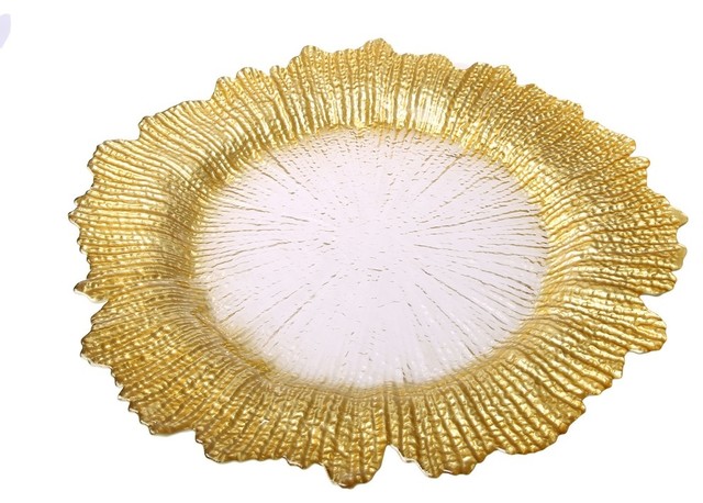 Classic Touch Gold Flower Shaped Chargers, Set of 4 - Contemporary ...