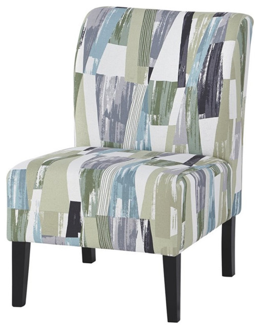 Bowery Hill Contemporary Pattern Slipper Chair in Green and Gray ...