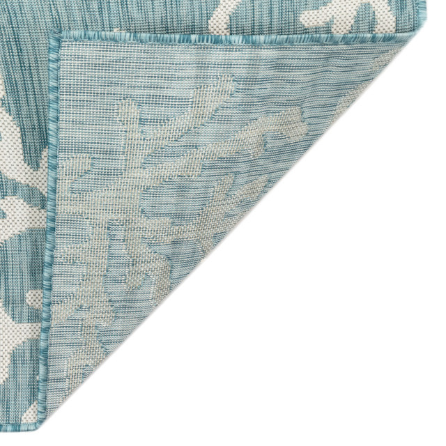 Carmel Coral Border Indoor/Outdoor Rug, 7'10" Round - Beach Style ...