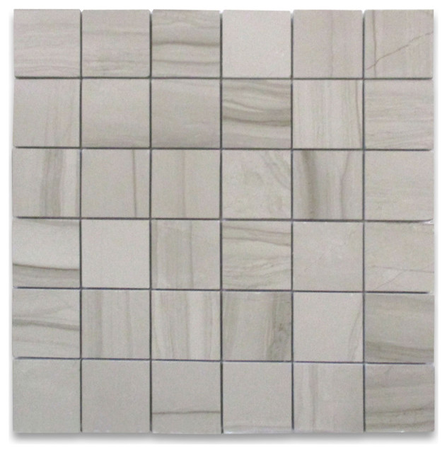 Athens Grey Marble 2x2" Square Mosaic Tile Haisa Dark Shower Polished ...