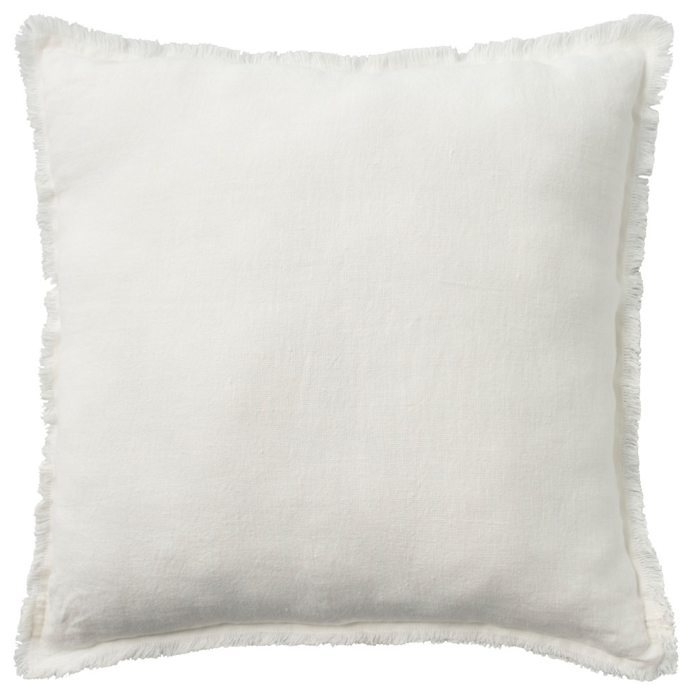 Mina Victory Sofia Solid Linen 20" x 20" Ivory Indoor Throw Pillow, 20" X 20" - Traditional ...