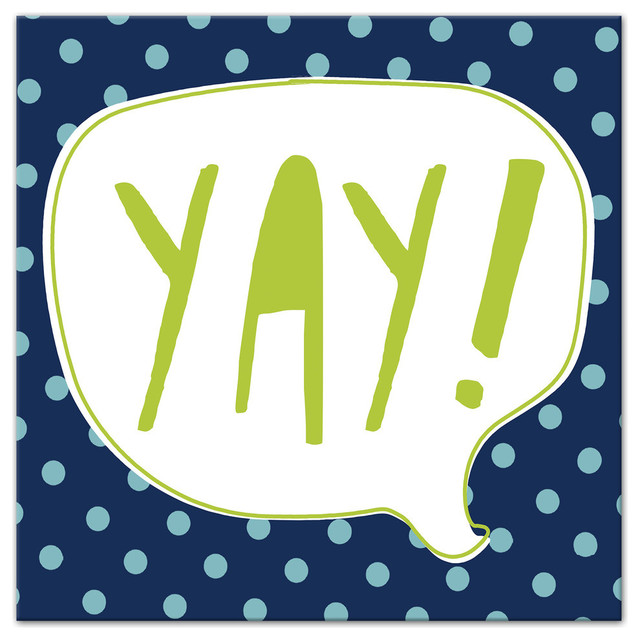 Blue and Green Yay Design 12x12 Canvas Wall Art - Contemporary - Kids ...