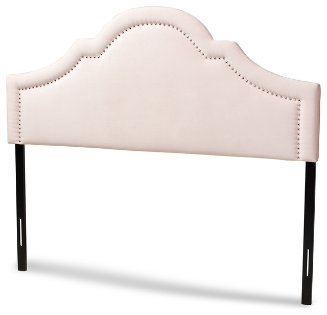 Rita Contemporary Light Pink Velvet Fabric Upholstered King Size ...