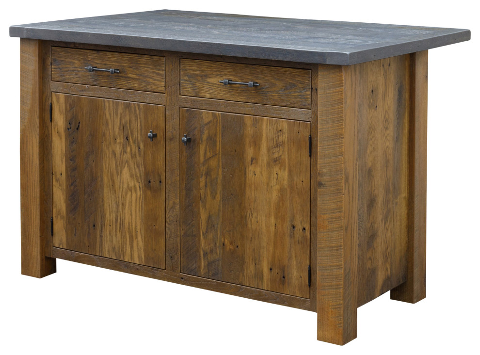 Reclaimed Oak Kitchen Island, Walnut and Antique Slate - Rustic ...