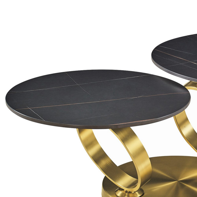Benzara BM243357 Dual Ceramic Top Coffee Table, Motion Mechanism, Black ...