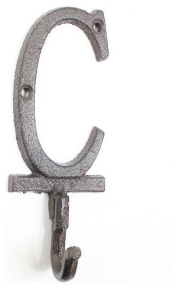 Cast Iron Letter C Alphabet Wall Hook 6'' - Industrial - Wall Hooks ...