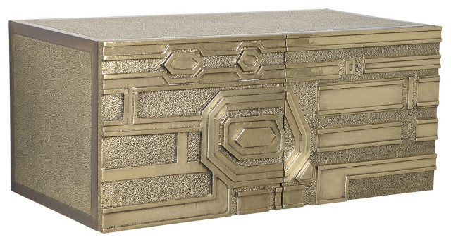 Abstract Block Cabinet, Left, Brass - Transitional - Storage Cabinets ...