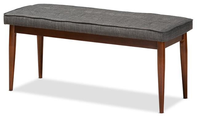 Itami Mid-Century Modern Dark Gray Medium Oaked Wood Dining Bench ...