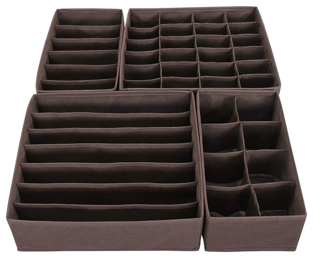 Wooden Undergarments Organizer and Drawer Divider with Cubbies, Set of ...