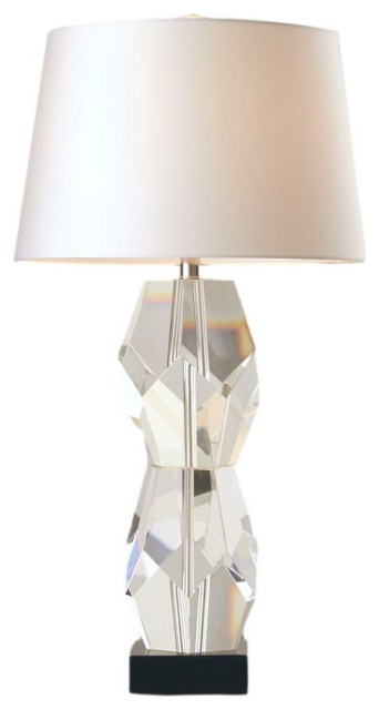 Elegant Stacked Crystal Blocks Table Lamp Faceted 34 in Large Solid ...