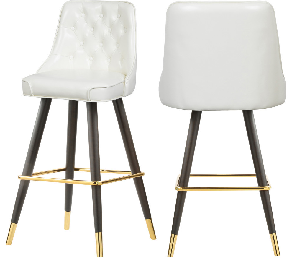 Portnoy Faux Leather Upholstered Bar Stool, Set of 2 - Midcentury - Bar ...