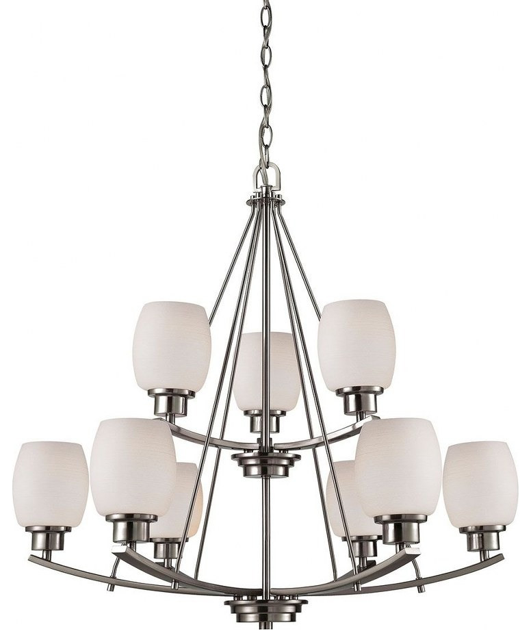 Nine Light Chandelier-Brushed Nickel Finish - Chandelier - 227-BEL ...